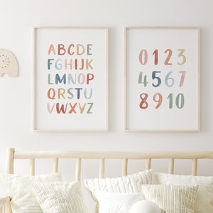 Rainbow Alphabet and Numbers Posters ABC Print Printable Educational ...