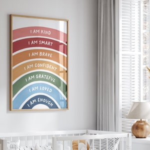 Affirmations for Kids, Rainbow Affirmations Print, I Am Kind Smart ...