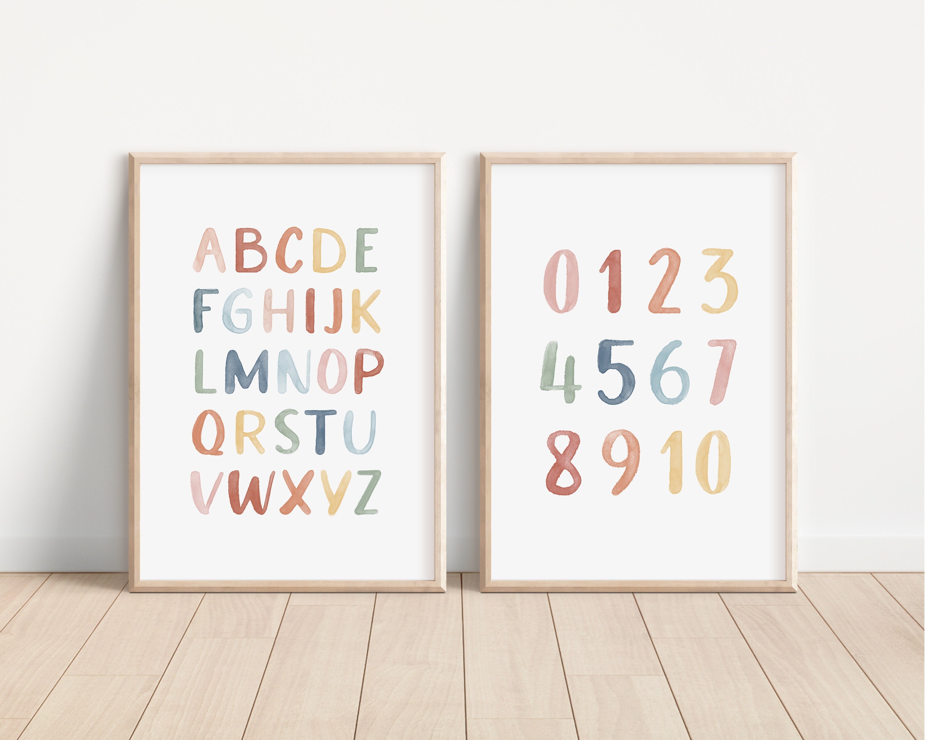 Rainbow Alphabet and Numbers Posters ABC 123 Printable Set - Etsy Australia