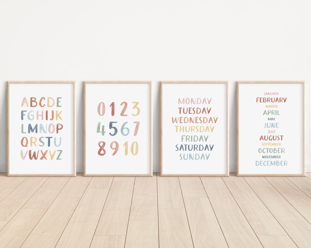 Rainbow Classroom Decor Set of 4 Prints Educational Wall Art Homeschool ...