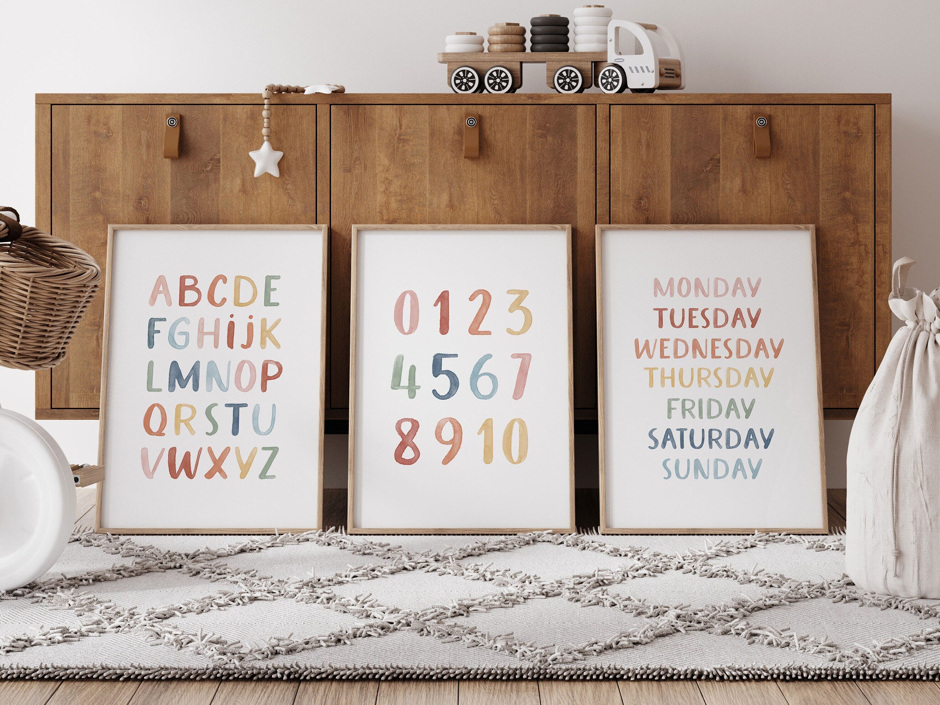 Rainbow Alphabet Numbers and Days of the Week Printable Set of 3 Prints ...