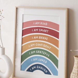 Affirmations for Kids, Rainbow Affirmations Print, I Am Kind Smart ...