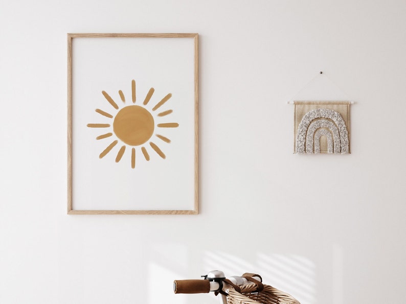 Boho Sun Print PRINTABLE Watercolor Sun Wall Art Neutral Sun, Kids Room ...