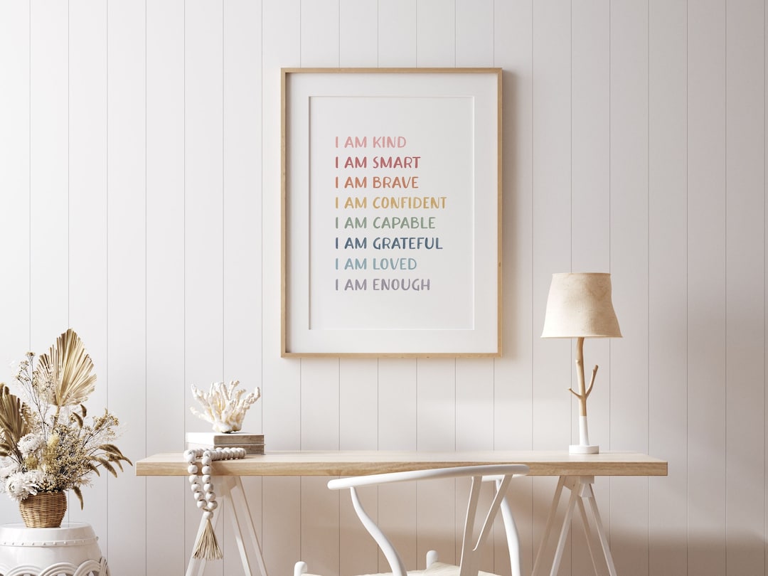 Affirmations for Kids Rainbow Affirmations Wall Art I Am Kind Smart ...