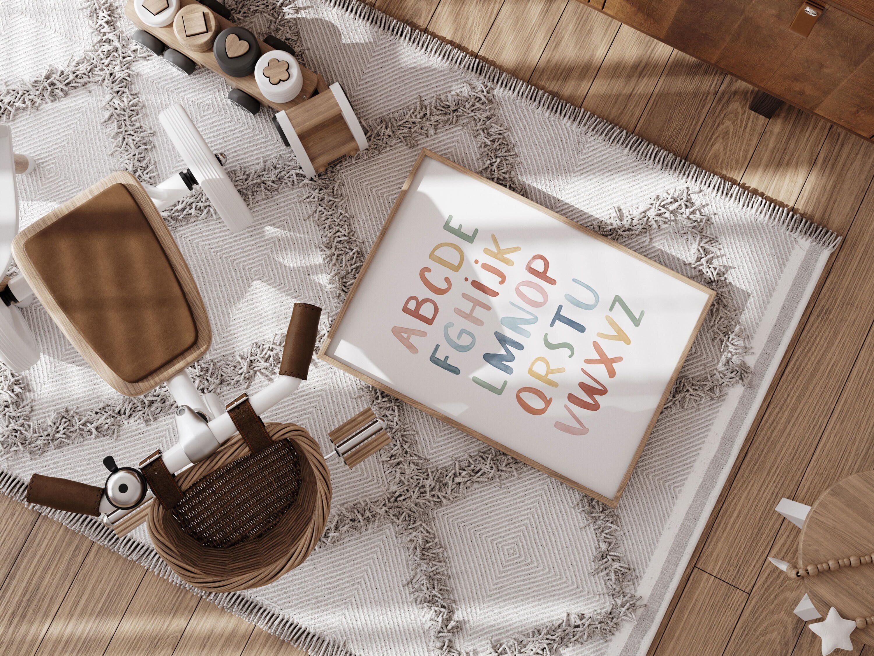 Rainbow Alphabet Poster ABC Kids Room Decor Educational Wall Art ...