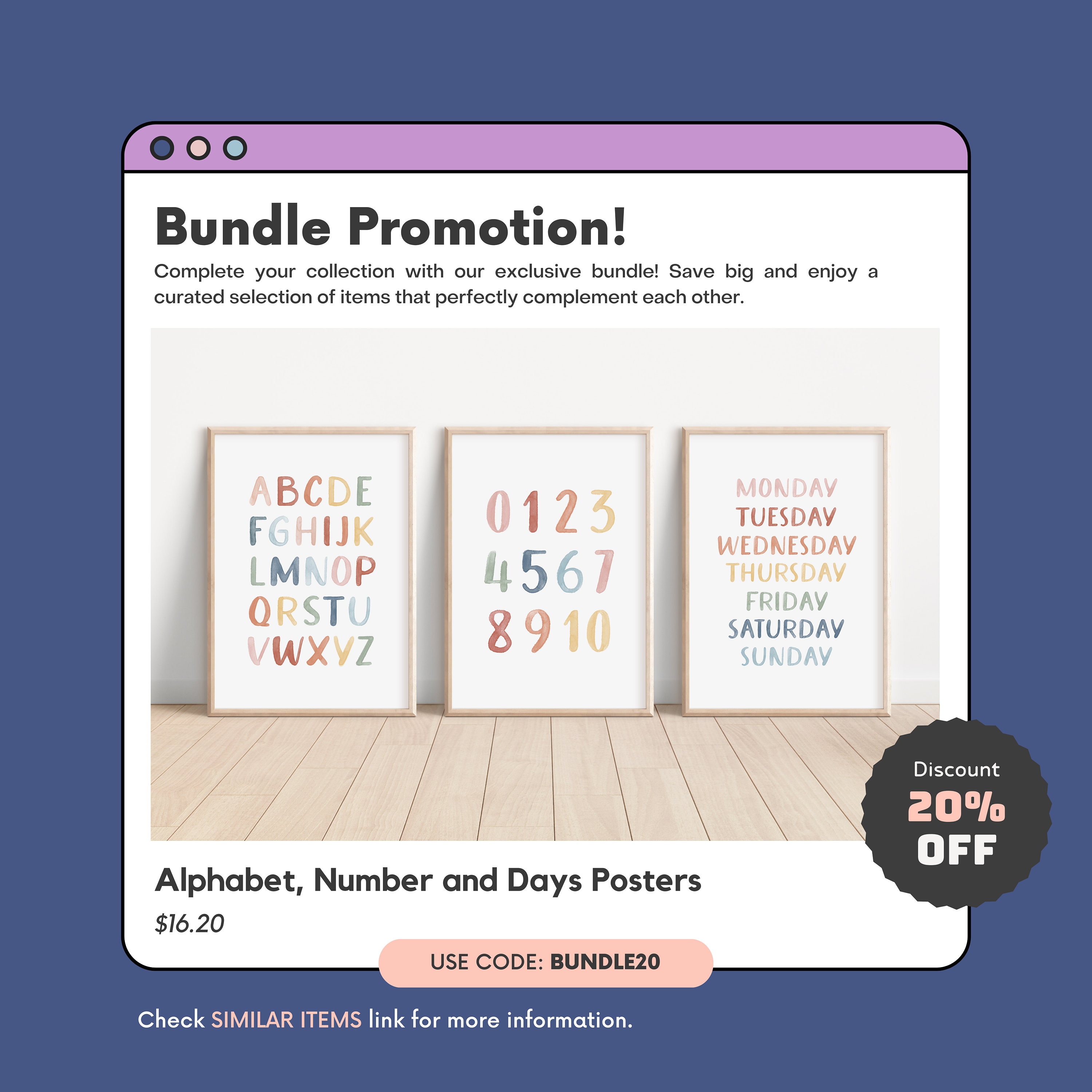 Rainbow Alphabet Poster ABC Kids Room Decor Educational Wall Art ...