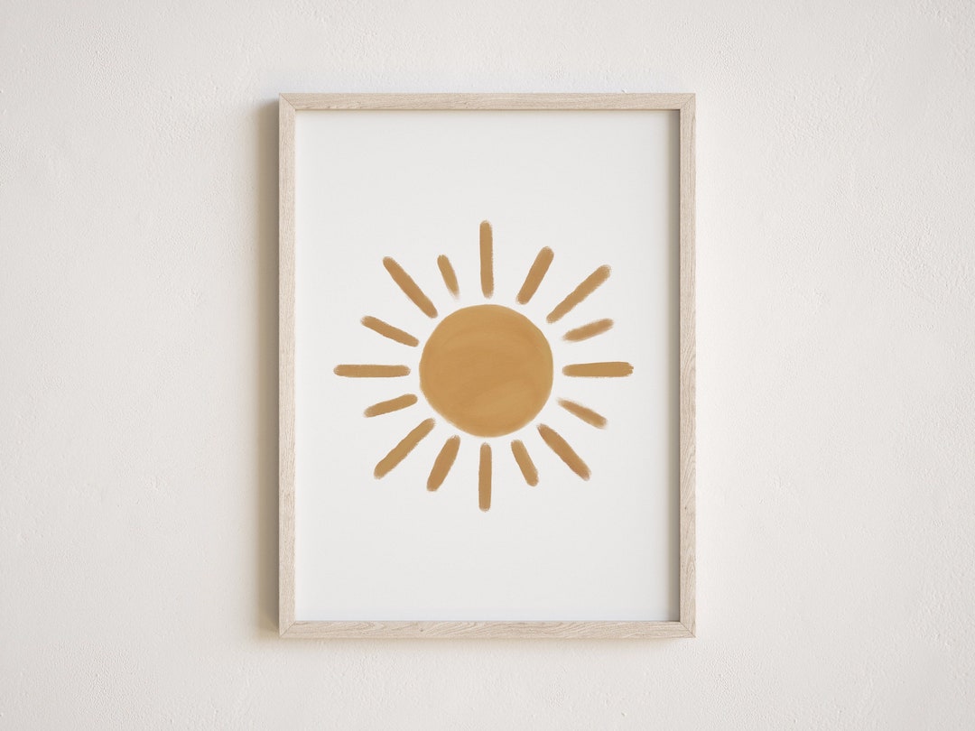Boho Sun Print PRINTABLE Watercolor Sun Wall Art Neutral Sun, Kids Room ...