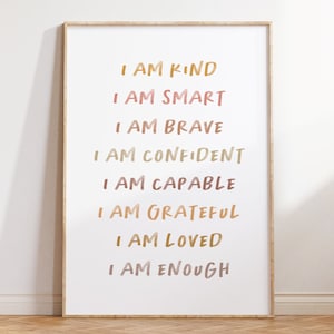Affirmations for Kids Affirmations Print I Am Kind Smart Loved ...
