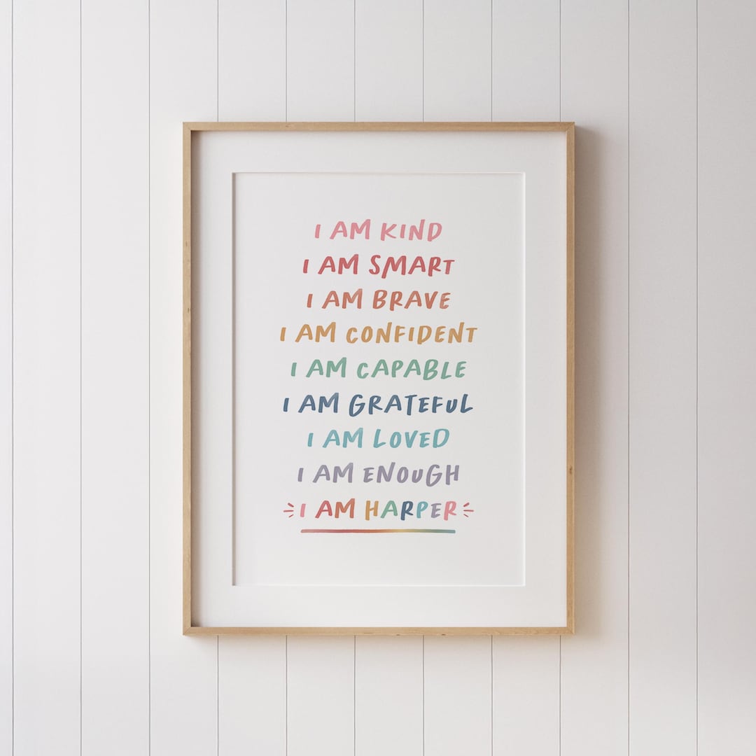 Personalised Affirmations for Kids Affirmations Print I Am Kind Smart ...