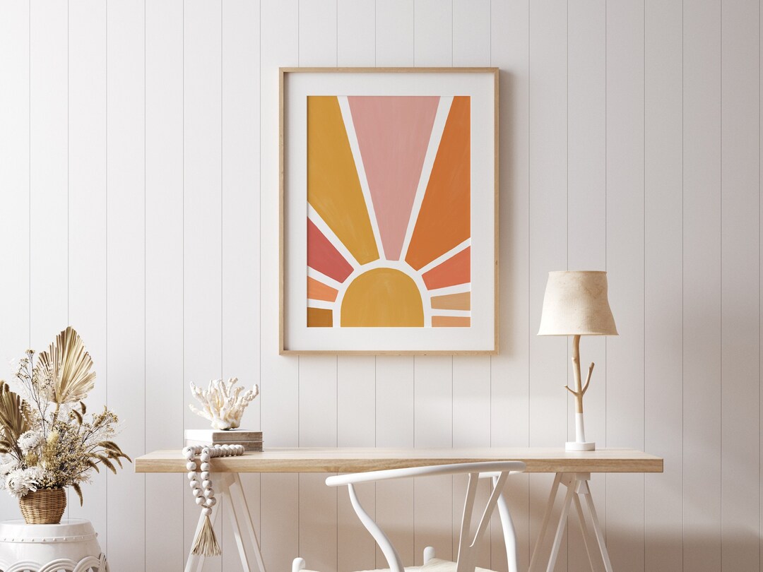 Boho Sun Poster for Kids - Abstract Sun Print Playroom Decor Sunshine ...