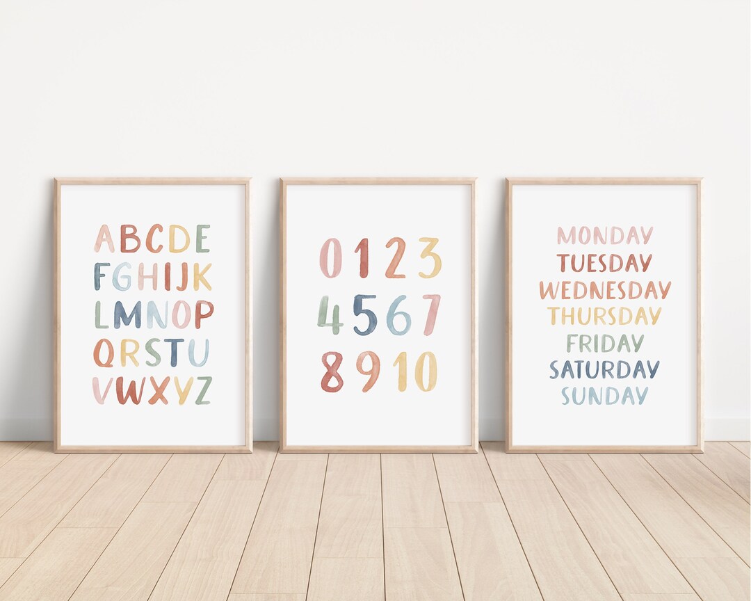 Rainbow Alphabet Numbers and Days of the Week Printable Set - Etsy