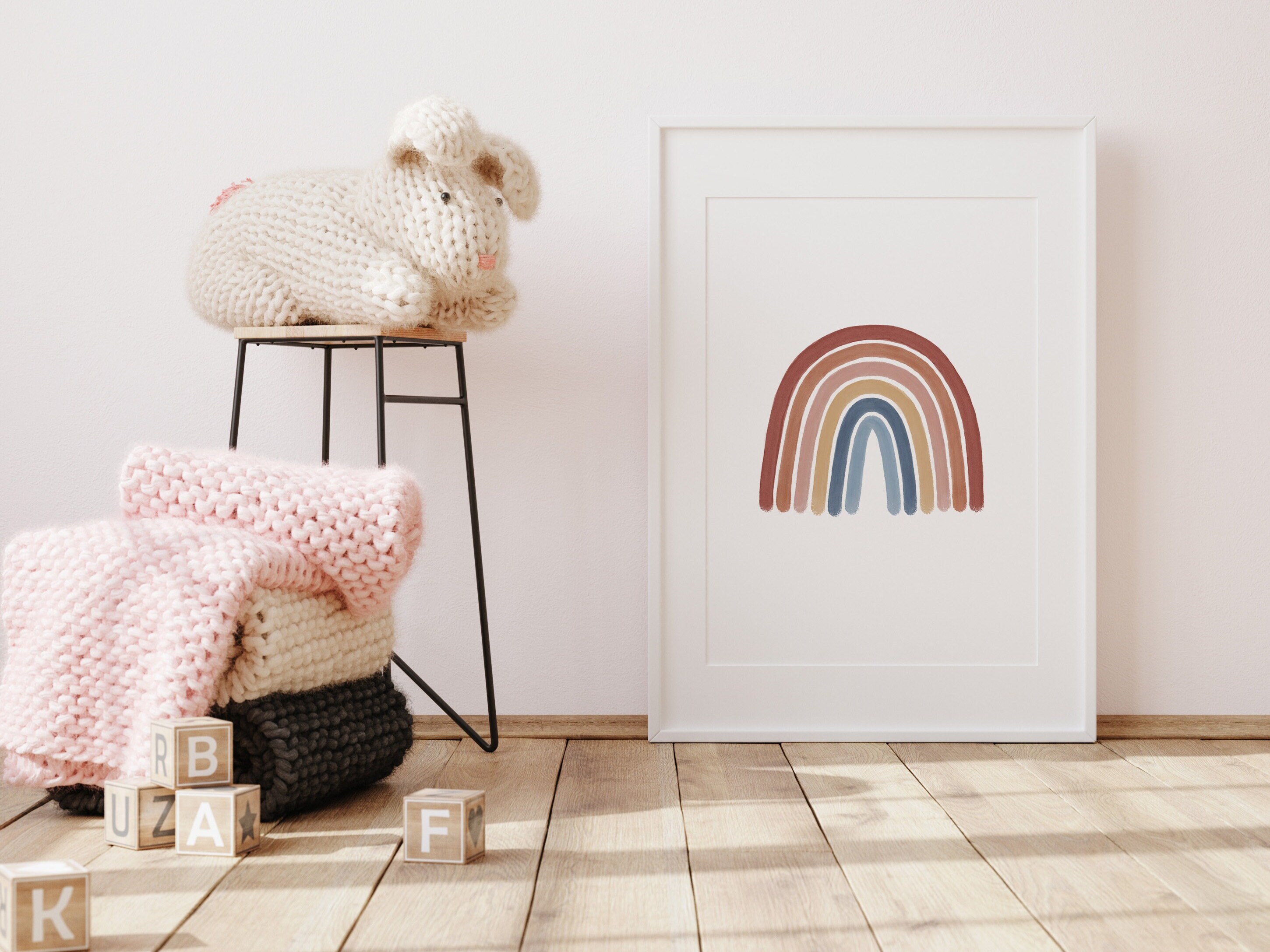 Boho Rainbow Wall Art, Rainbow Nursery Decor, PRINTABLE Wall Art, Kids ...