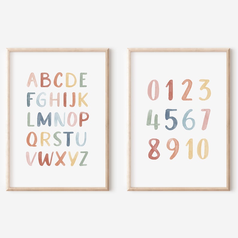 Rainbow Alphabet and Numbers Posters ABC 123 Printable Set - Etsy