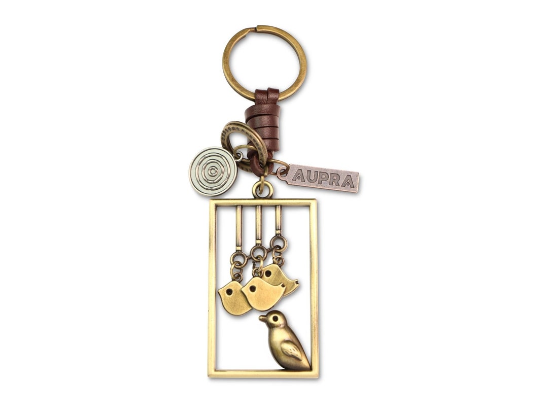 Birds Picture Keychain Gift Women Men Leather Keyring Car Door - Etsy ...
