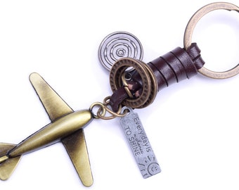 Leather Airplane Keychain - Etsy UK