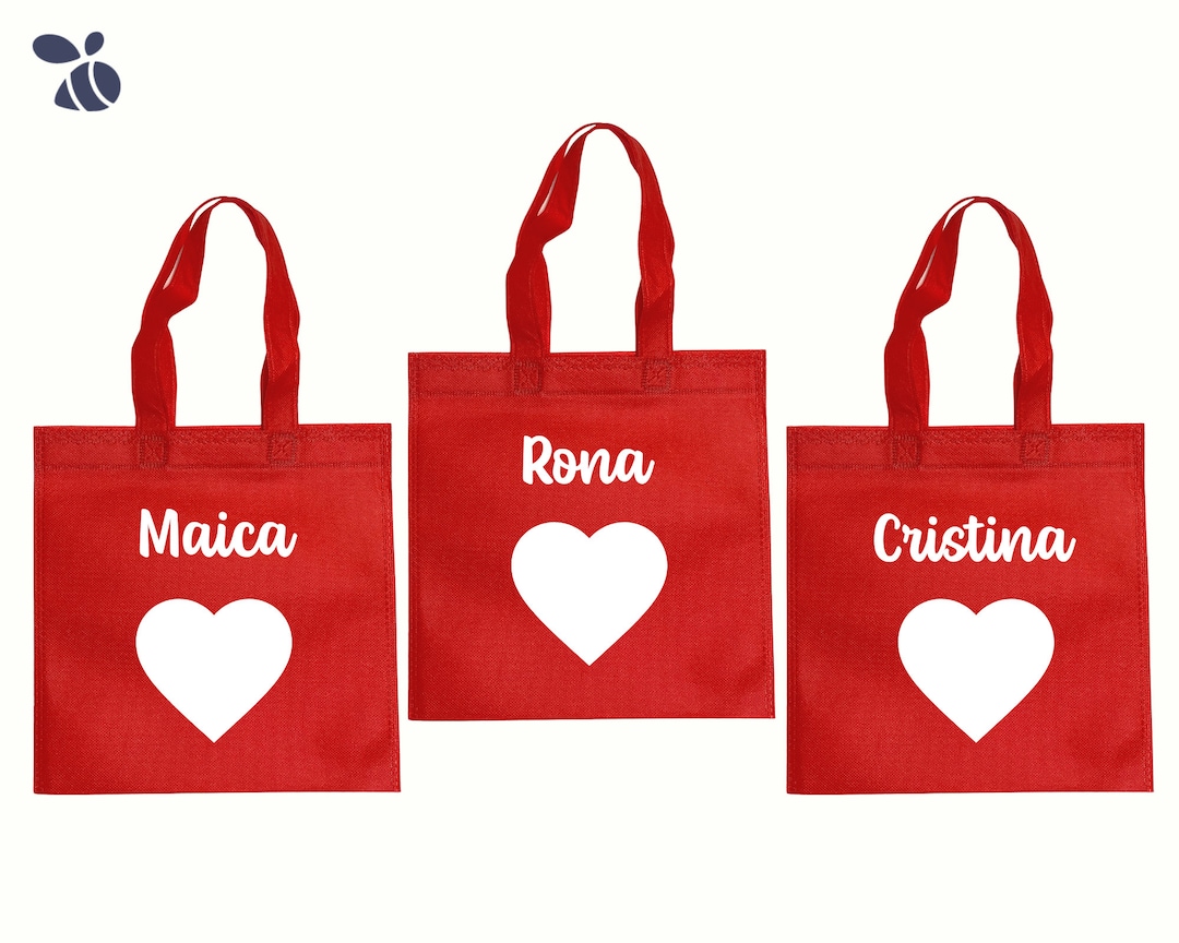 Set of 3 Valentine's Day Party Favor Bags, Kids Party Bags, Red Favor ...