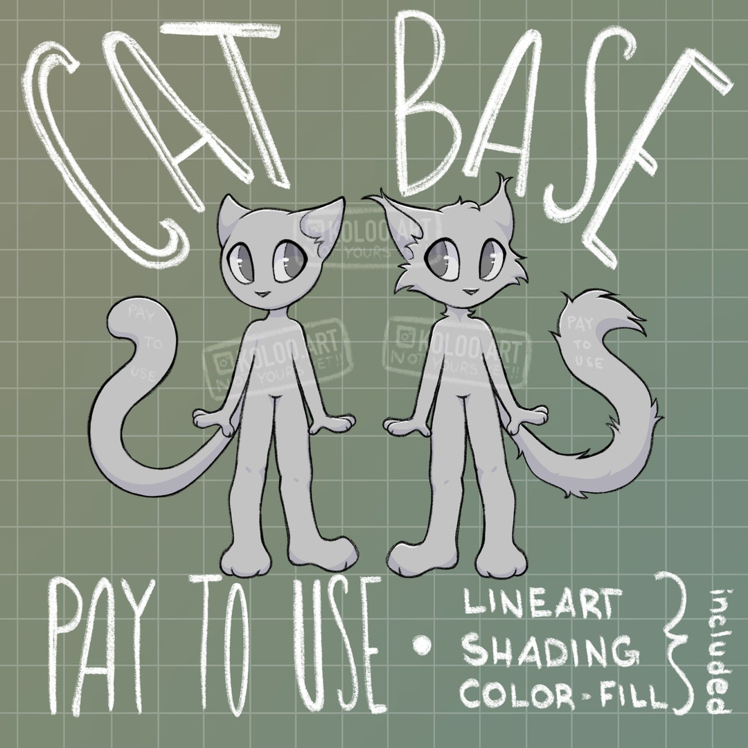 Anthro Cat Base Pack Comes With Lineart, Shading, Color Fill P2U Feline ...