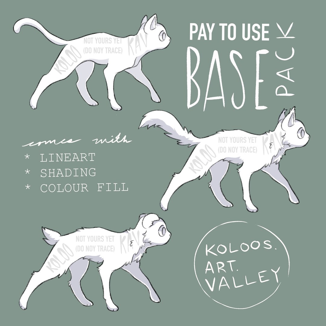 Cat Base Pack Comes With Lineart, Shading, and Colour Fill P2U Feline ...