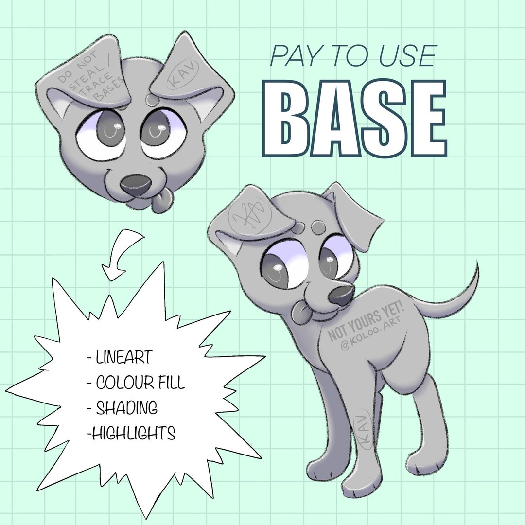 Dog Base Canine Furry Digital Download PNG Art Files Lineart, Shading ...