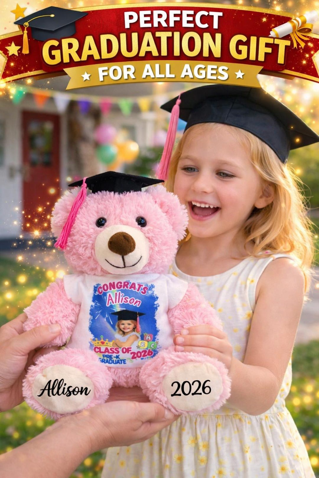 Personalized Graduation Teddy Bear With Photo, Custom Pre K ...