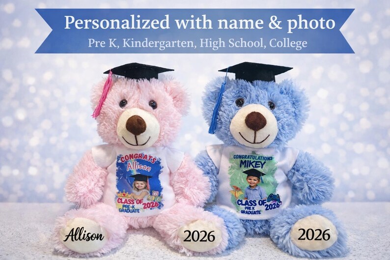 Personalized Graduation Teddy Bear With Photo, Custom Pre K ...