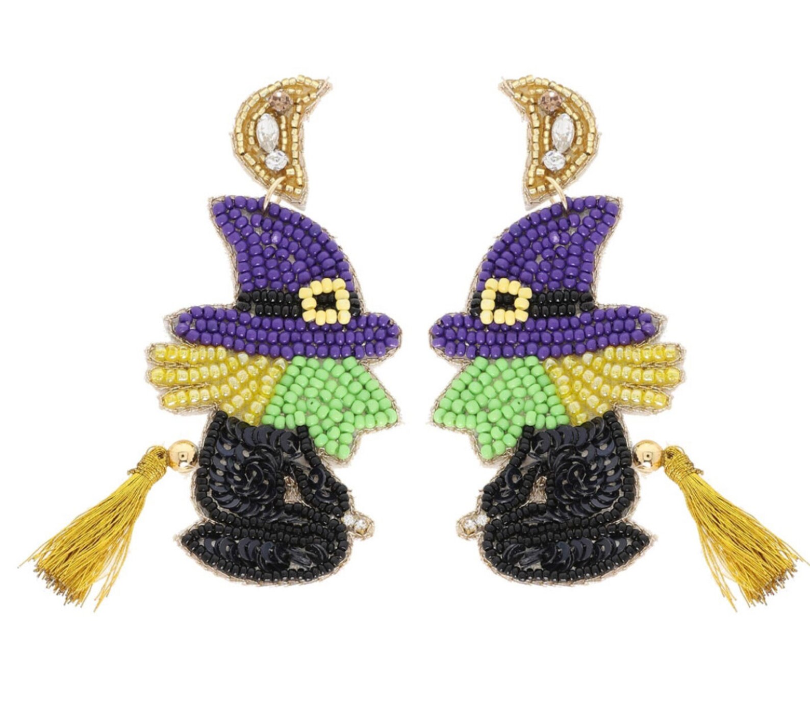 Halloween Witch Room on the Broom With Earrings. Seed Bead - Etsy