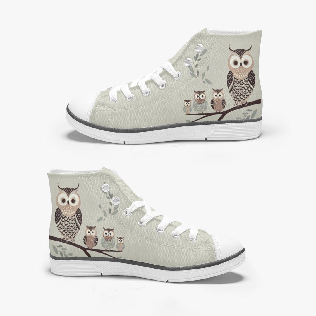Owl Family Light Kid's High-top Canvas Shoes, Nursery Shoes, Shoes for ...
