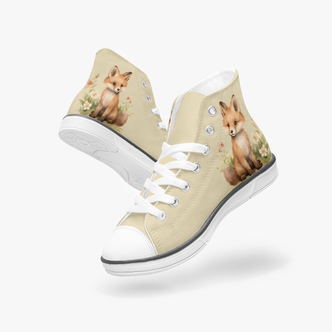 Cute Fox Kids High Top Canvas Shoes, Autumn Shoes for Toddlers ...