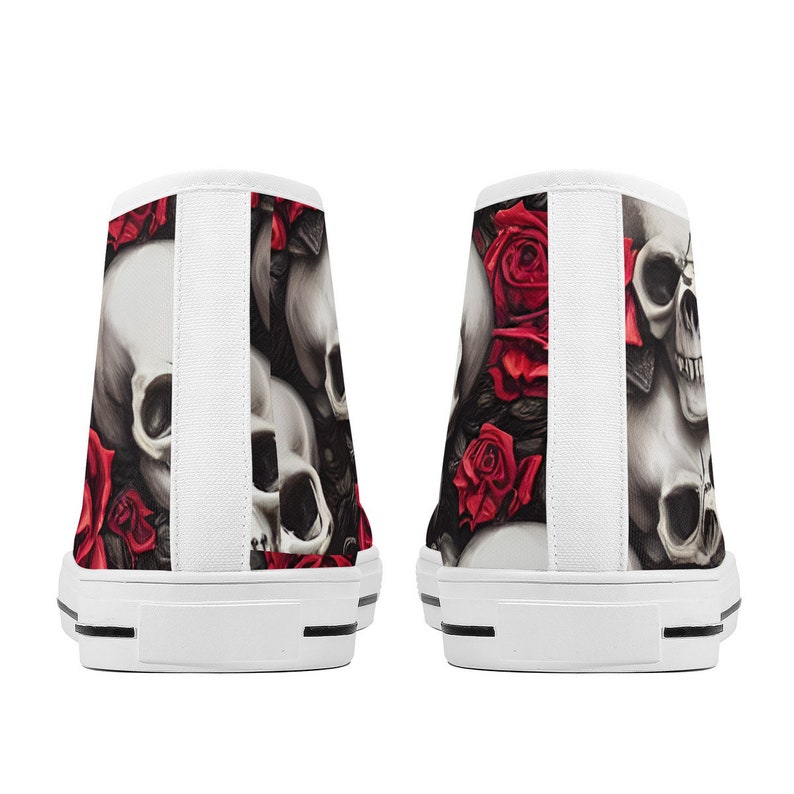 Skulls and Roses High-top Canvas Shoes, Skeleton Shoes, Converse Style ...
