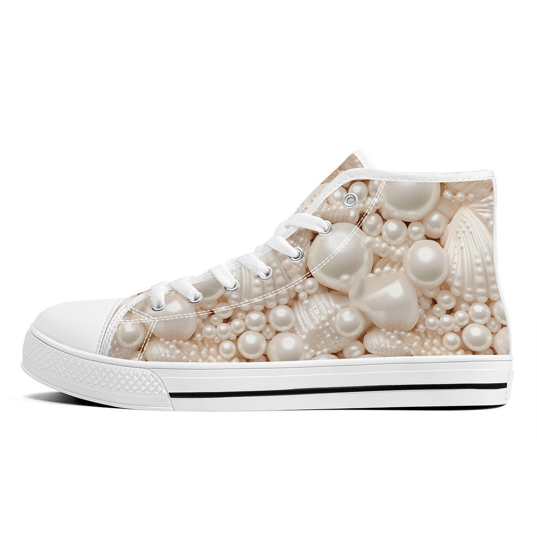 Seashells and Pearls High-top Canvas Shoes, Beach Sneakers, Luxury ...