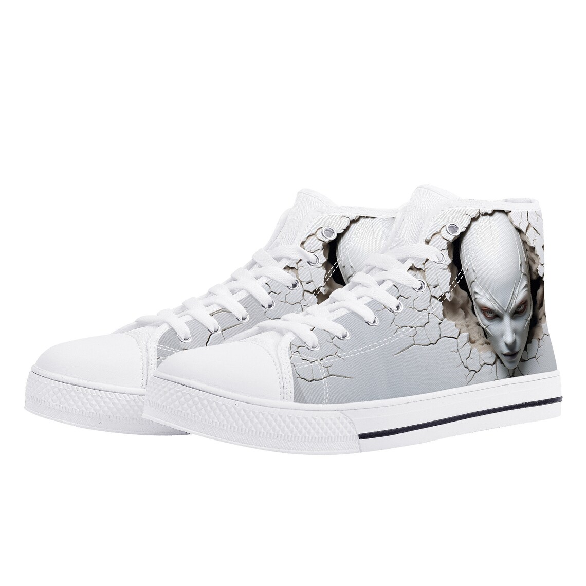 Alien 3 D High-top Canvas Shoes, Alien Through Wall, Converse Style ...
