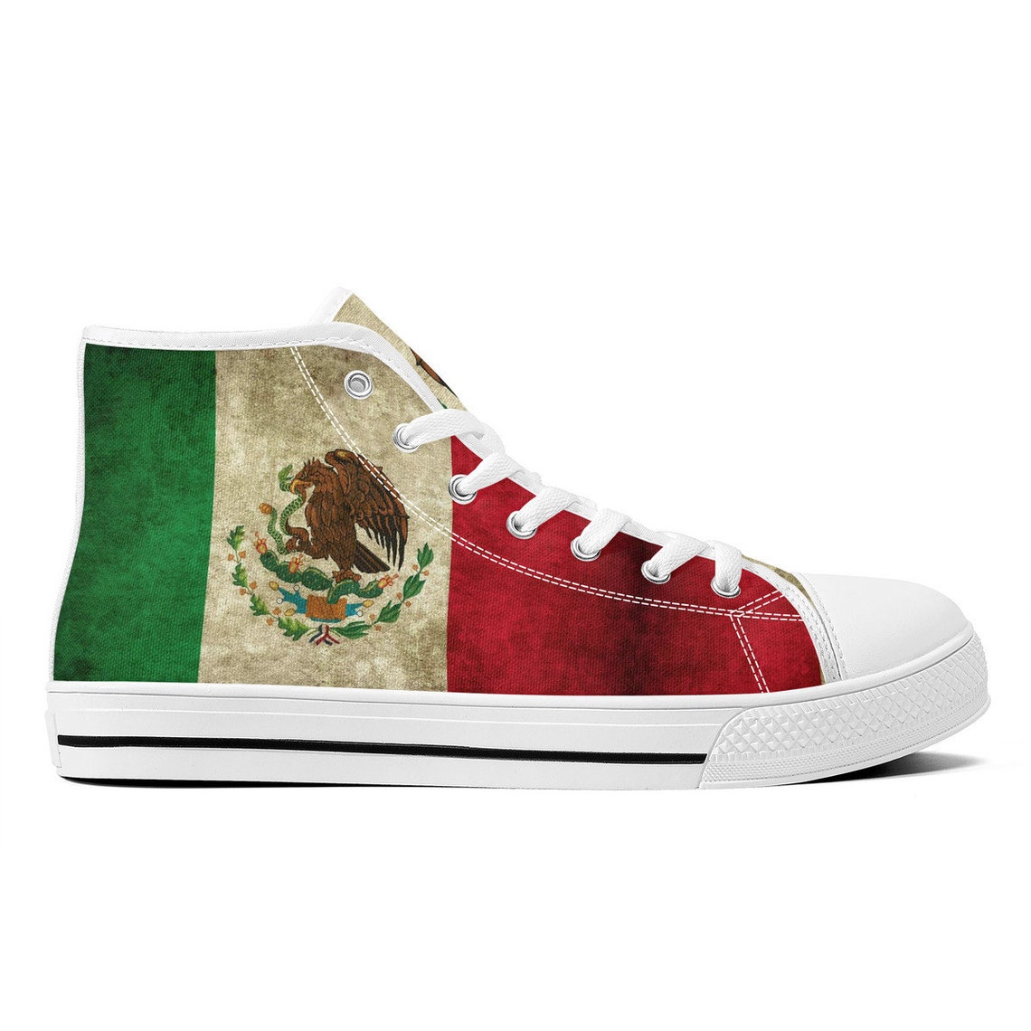 Hightop Canvas Mexican Flag Shoes, Mexican Vintage Flag Sneakers, Proud ...