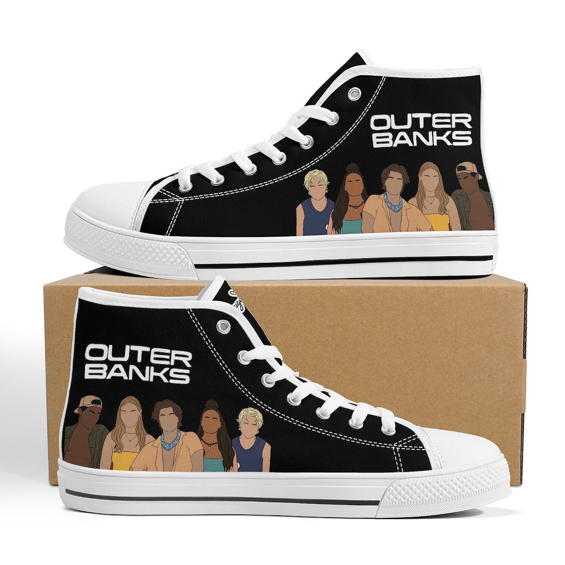 Outer Banks High-top Canvas Shoes, Converse Style, OBX Sneakers, Gift ...