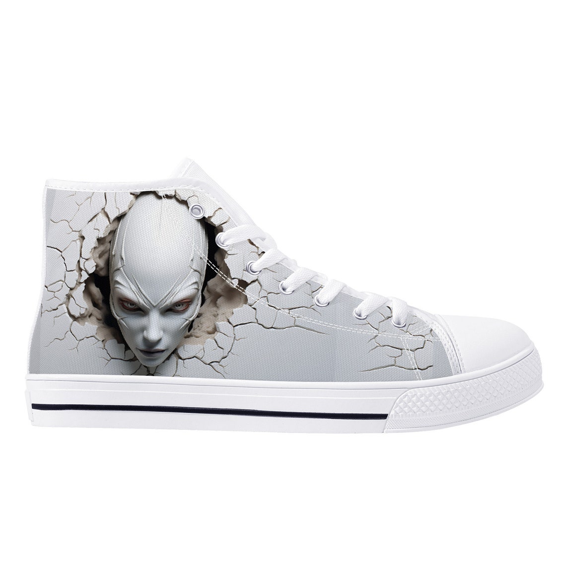 Alien 3 D High-top Canvas Shoes, Alien Through Wall, Converse Style ...