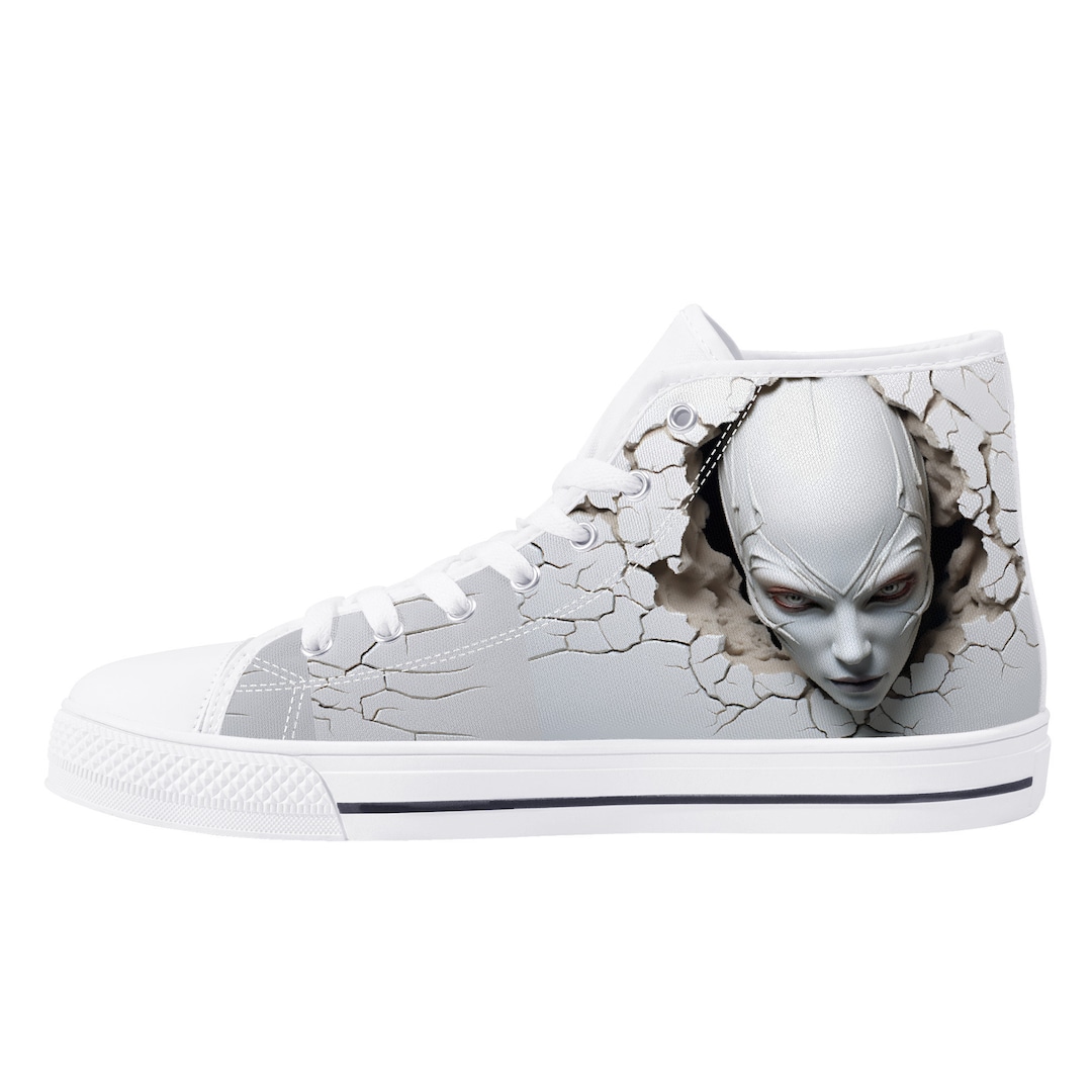 Alien 3 D High-top Canvas Shoes, Alien Through Wall, Converse Style ...