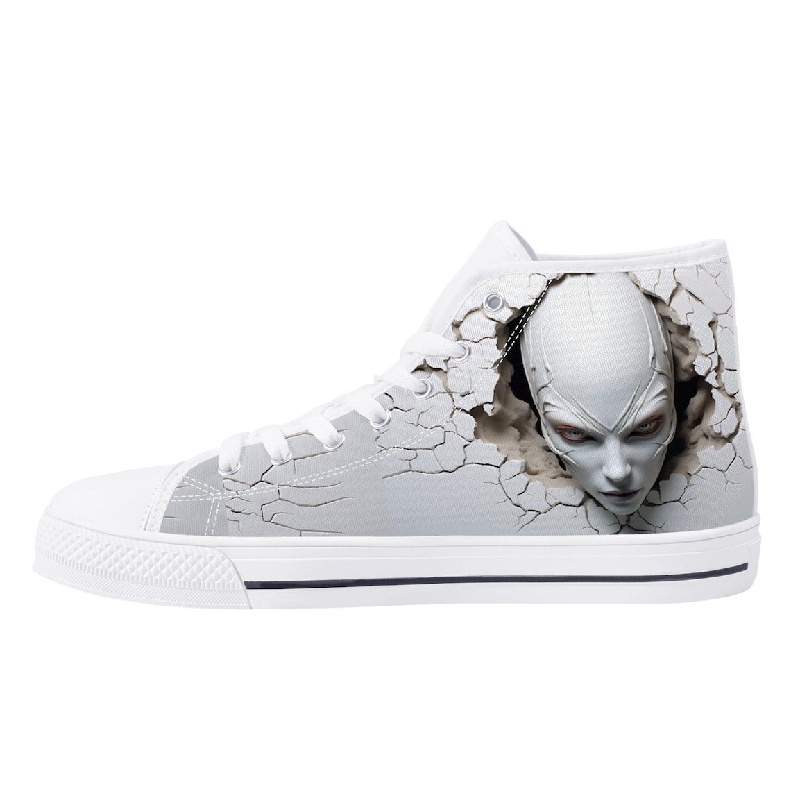 Alien 3 D High-top Canvas Shoes, Alien Through Wall, Converse Style ...