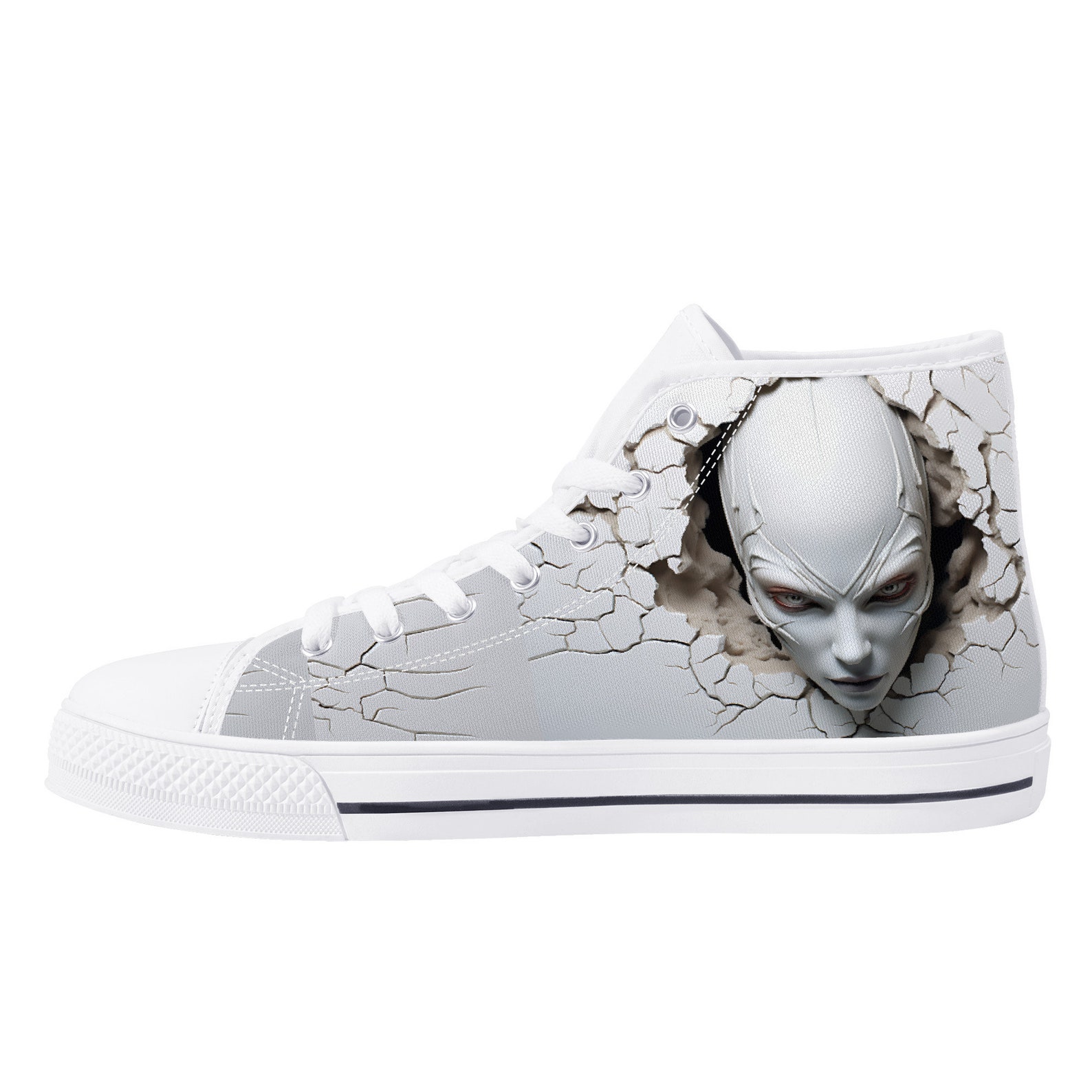 Alien 3 D High-top Canvas Shoes, Alien Through Wall, Converse Style ...