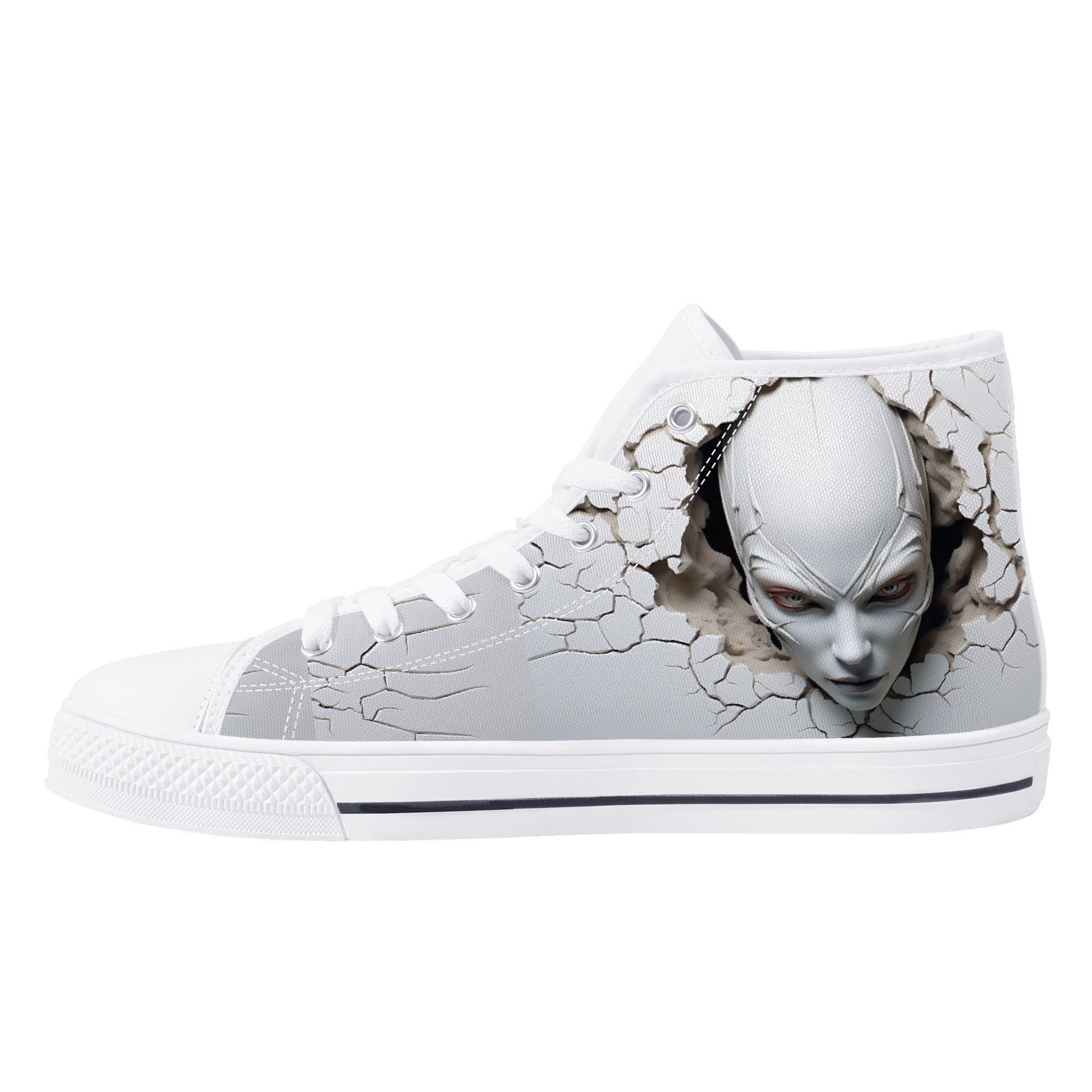 Alien 3 D High-top Canvas Shoes, Alien Through Wall, Converse Style ...