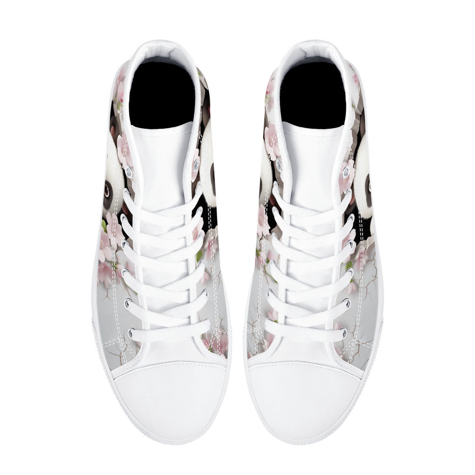 Cute Panda High-top Canvas Shoes, 3D Panda Bear Breaking Trough Wall ...