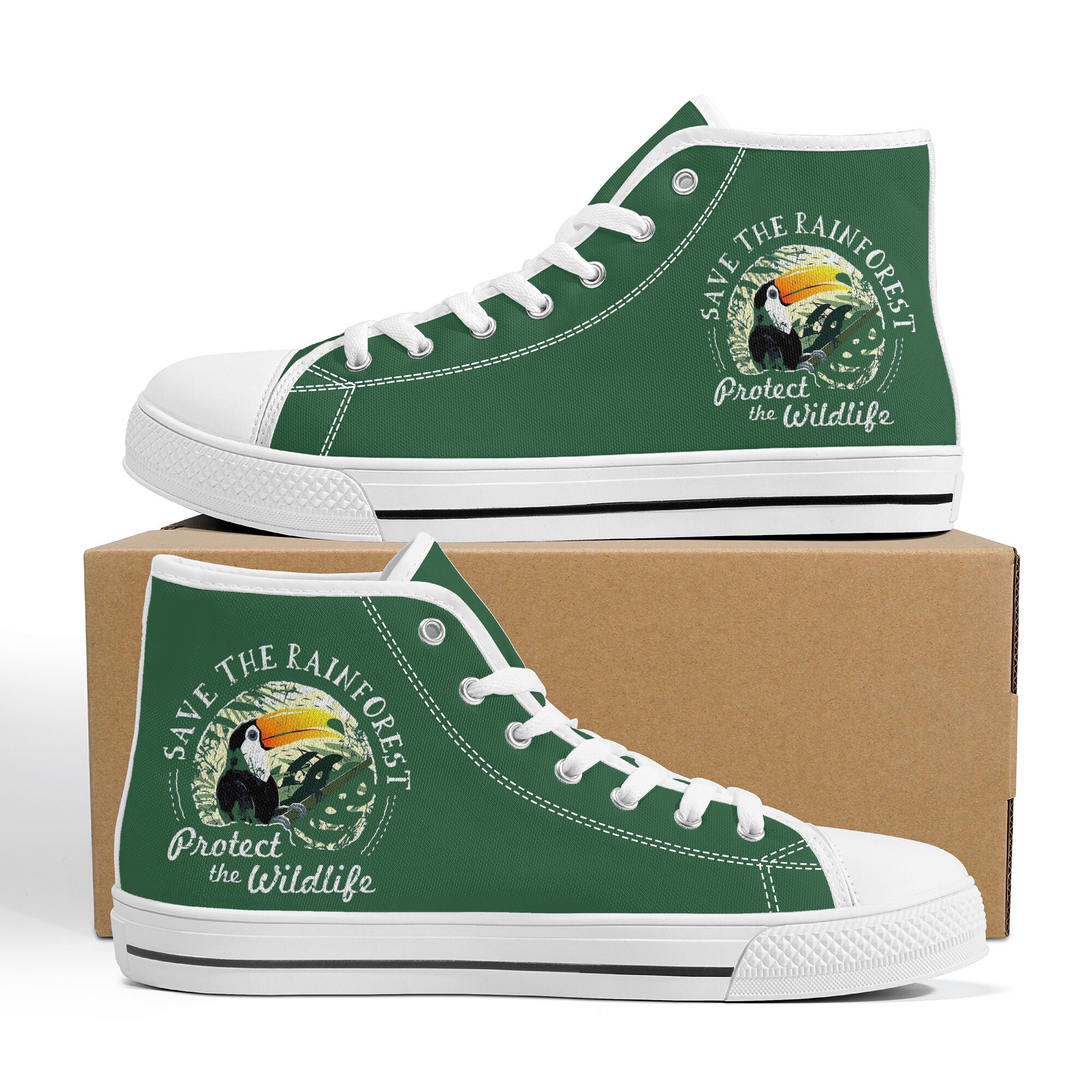 Save the Rainforest High-top Canvas Shoes , Protect the Wildlife ...