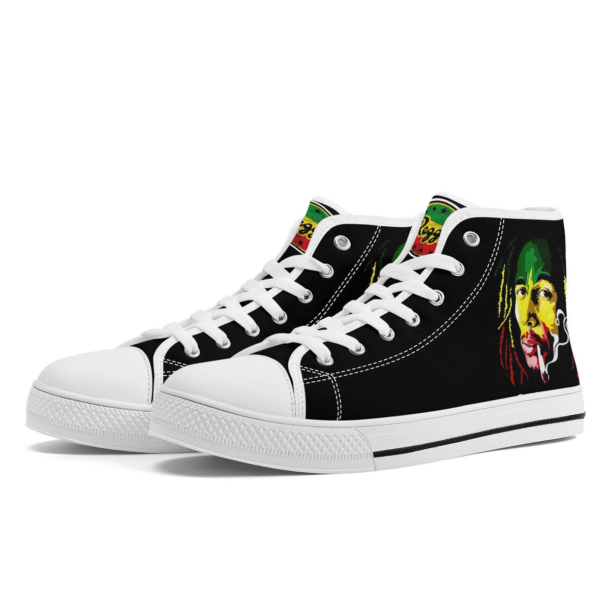 Bob Marley High-top Canvas Shoes, Rasta Sneakers, Reggae Canvas Shoes ...
