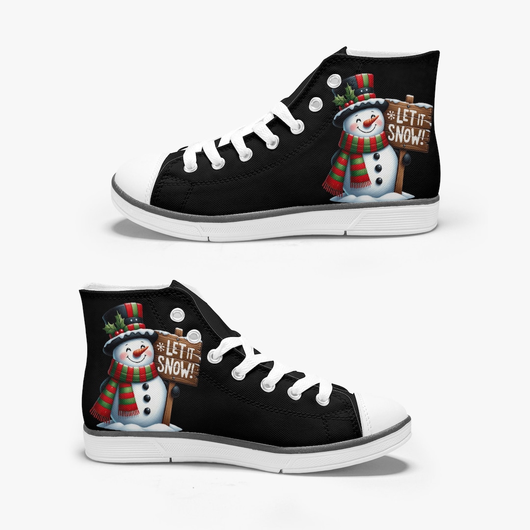 Snowman Kid's High-top Canvas Shoes, Snowman Canvas Shoes, Adorable ...