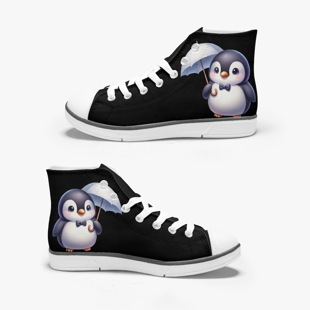 Penguin Kid's High-top Canvas Shoes / Funny Canvas Shoes / Adorable ...