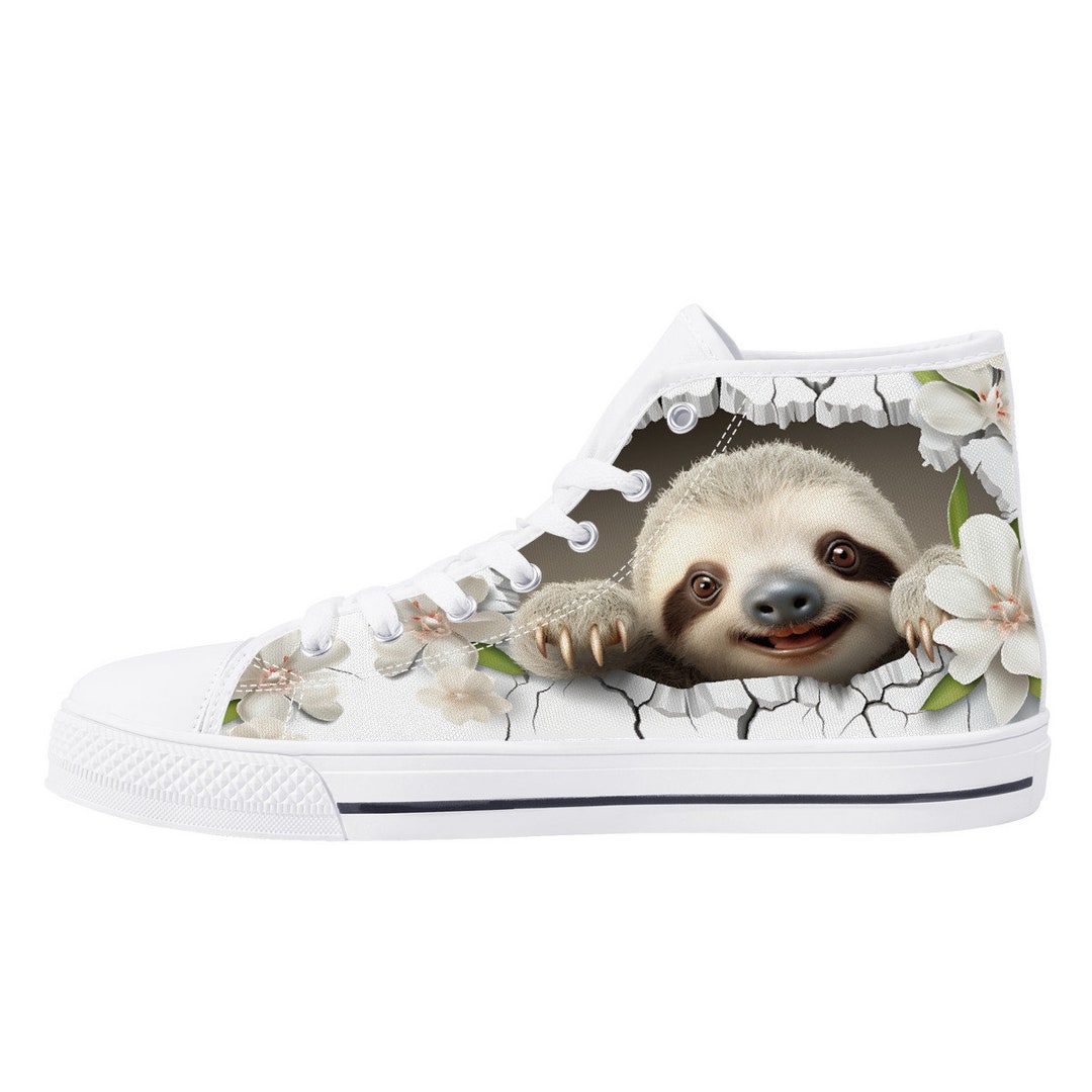 Cute Sloth 3D High-top Canvas Shoes, Funny 3D Animal, Sloth Breaking ...