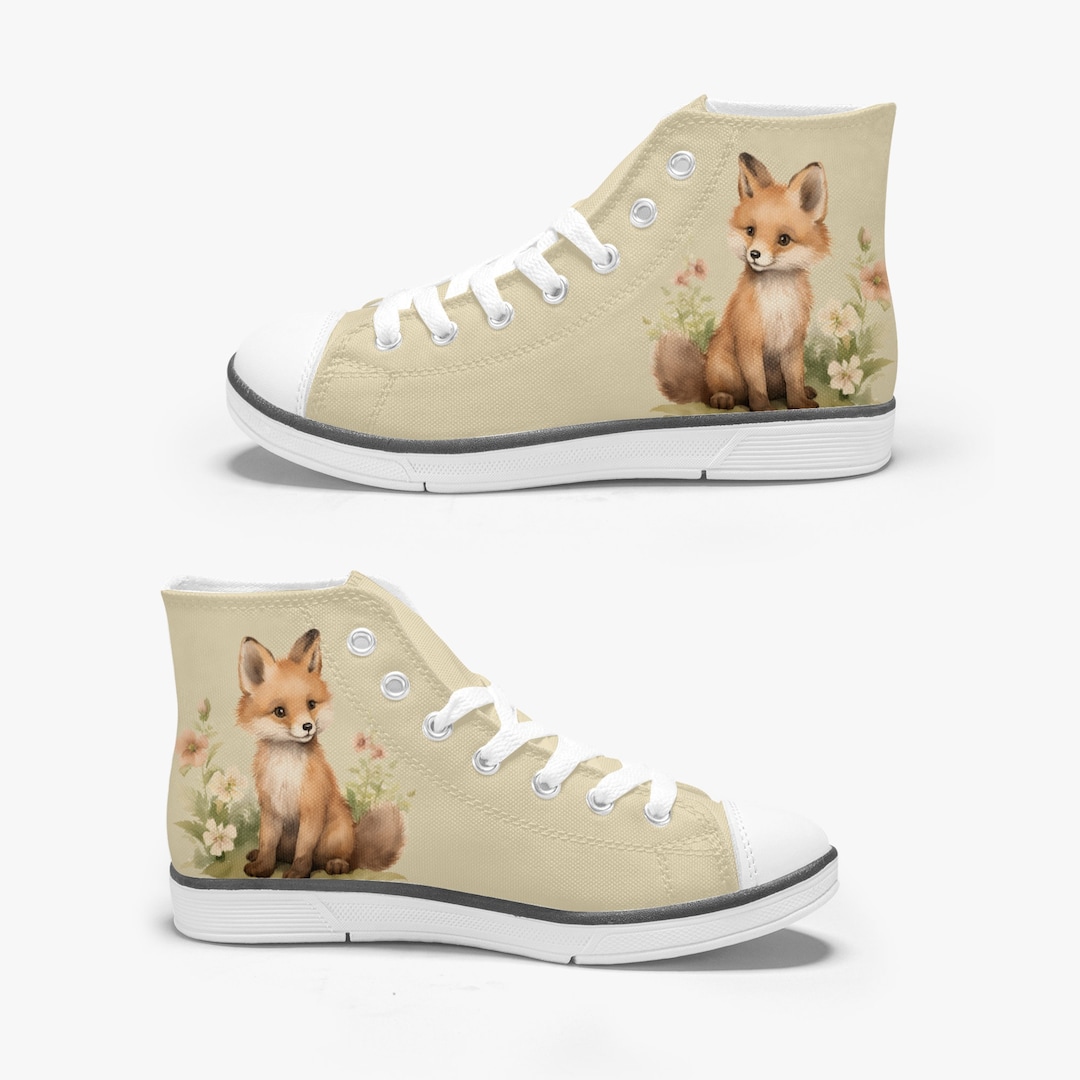 Cute Fox Kids High Top Canvas Shoes, Autumn Shoes for Toddlers ...