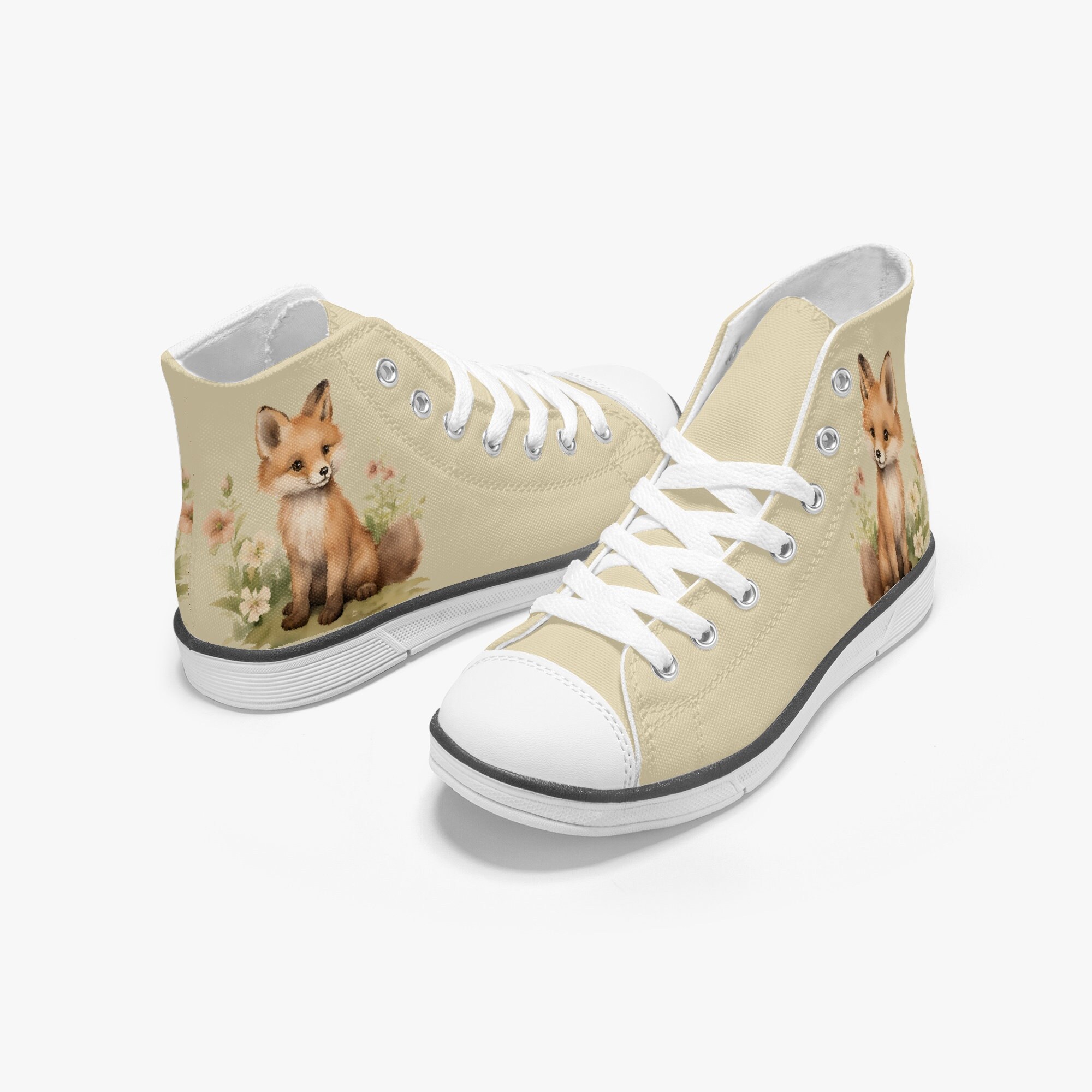 Cute Fox Kids High Top Canvas Shoes, Autumn Shoes for Toddlers ...