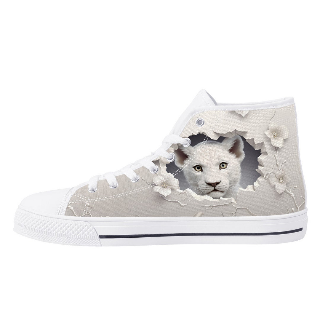 Lion 3D High-top Canvas Shoes, Unique Lion 3D Sneakers, Converse Style ...