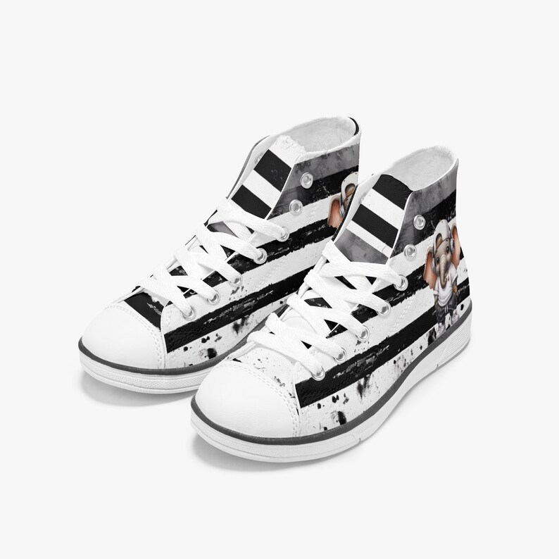 Elephant Grunge Kid's High-top Canvas Shoes / Cool Black & White ...