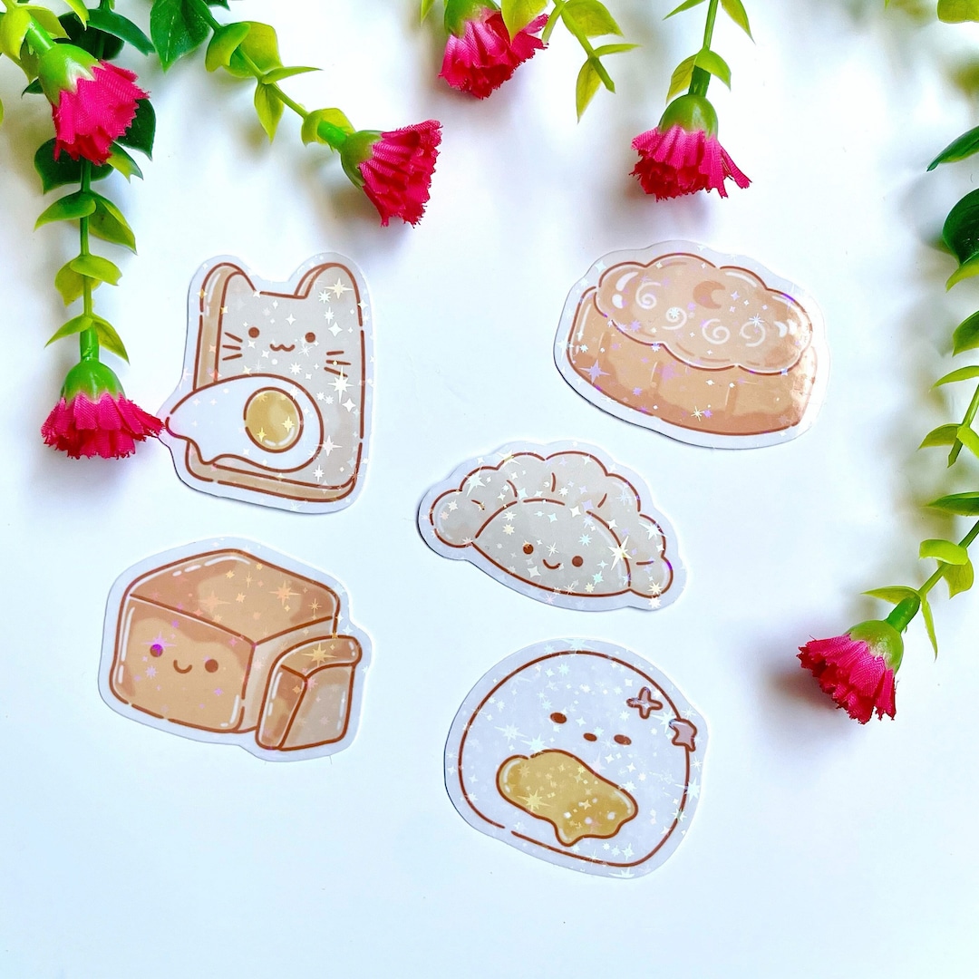 Holographic Food Lover Sticker Pack Holographic Stickers Kawaii Sushi ...