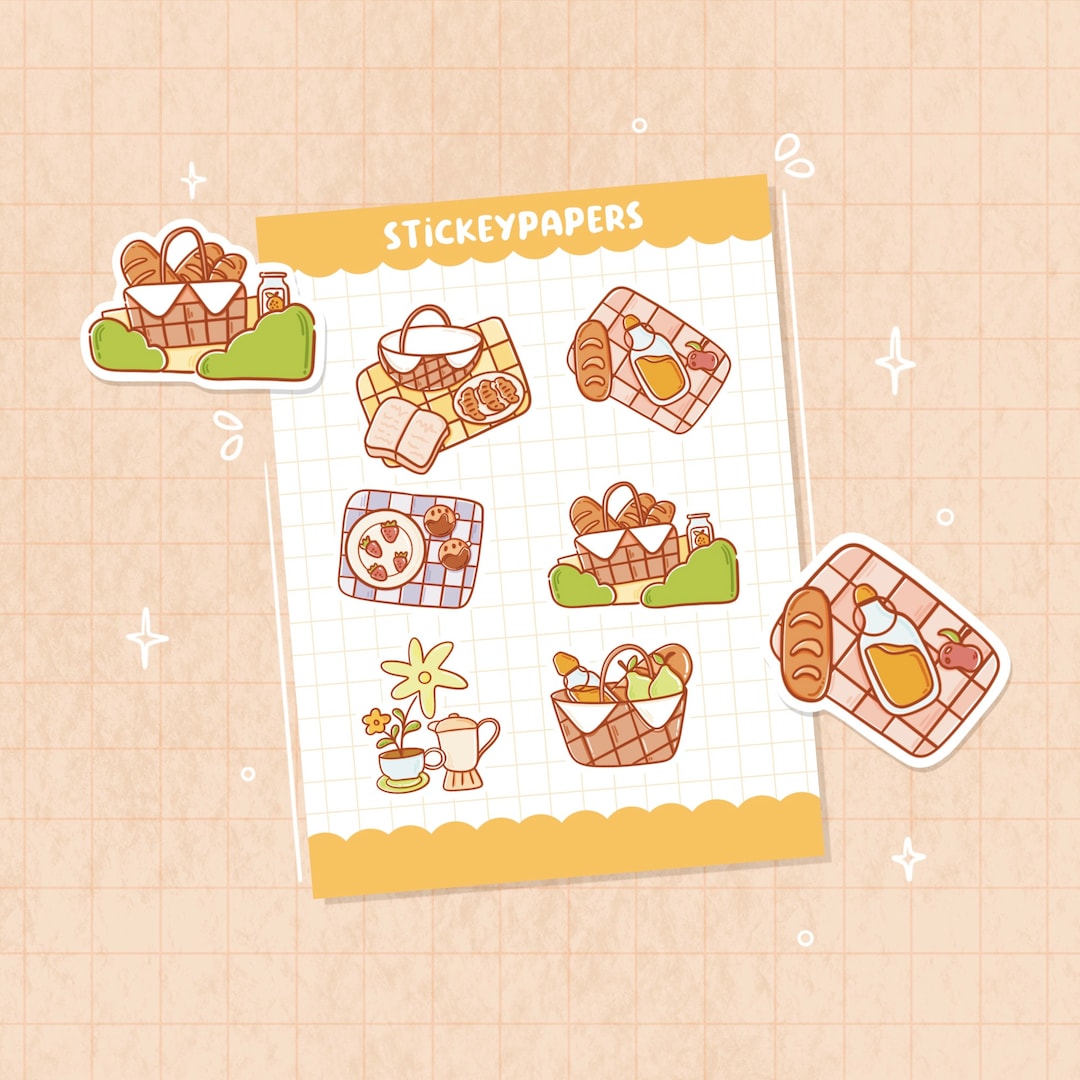 Picnic Sticker Sheet Deco Sticker Sheet Journal Sticker - Etsy